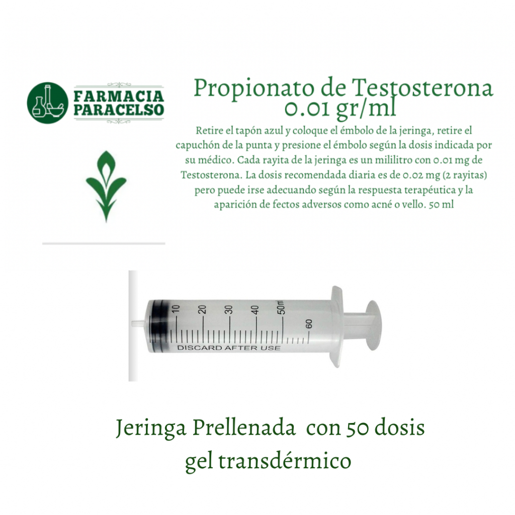 TESTOSTERONA GEL TRANSDÉRMICO 1% 50 dosis – Farmacia Paracelso
