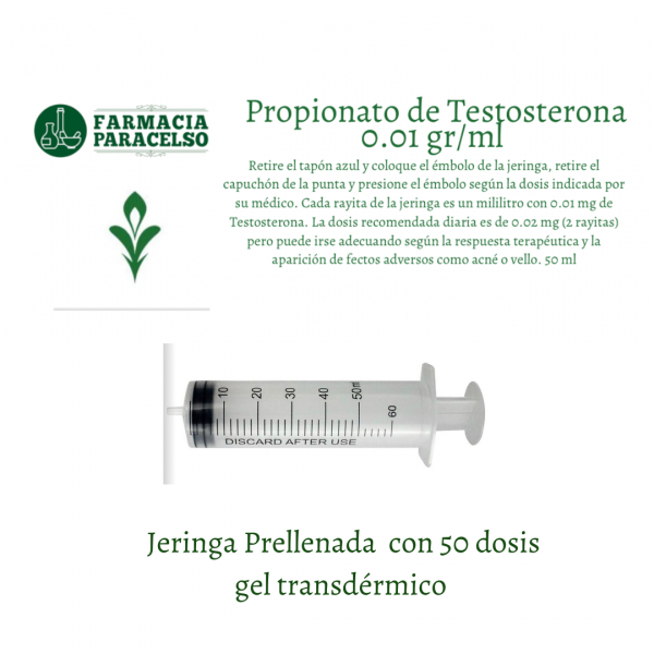 TESTOSTERONA GEL TRANSDÉRMICO 1% 50 dosis – Farmacia Paracelso